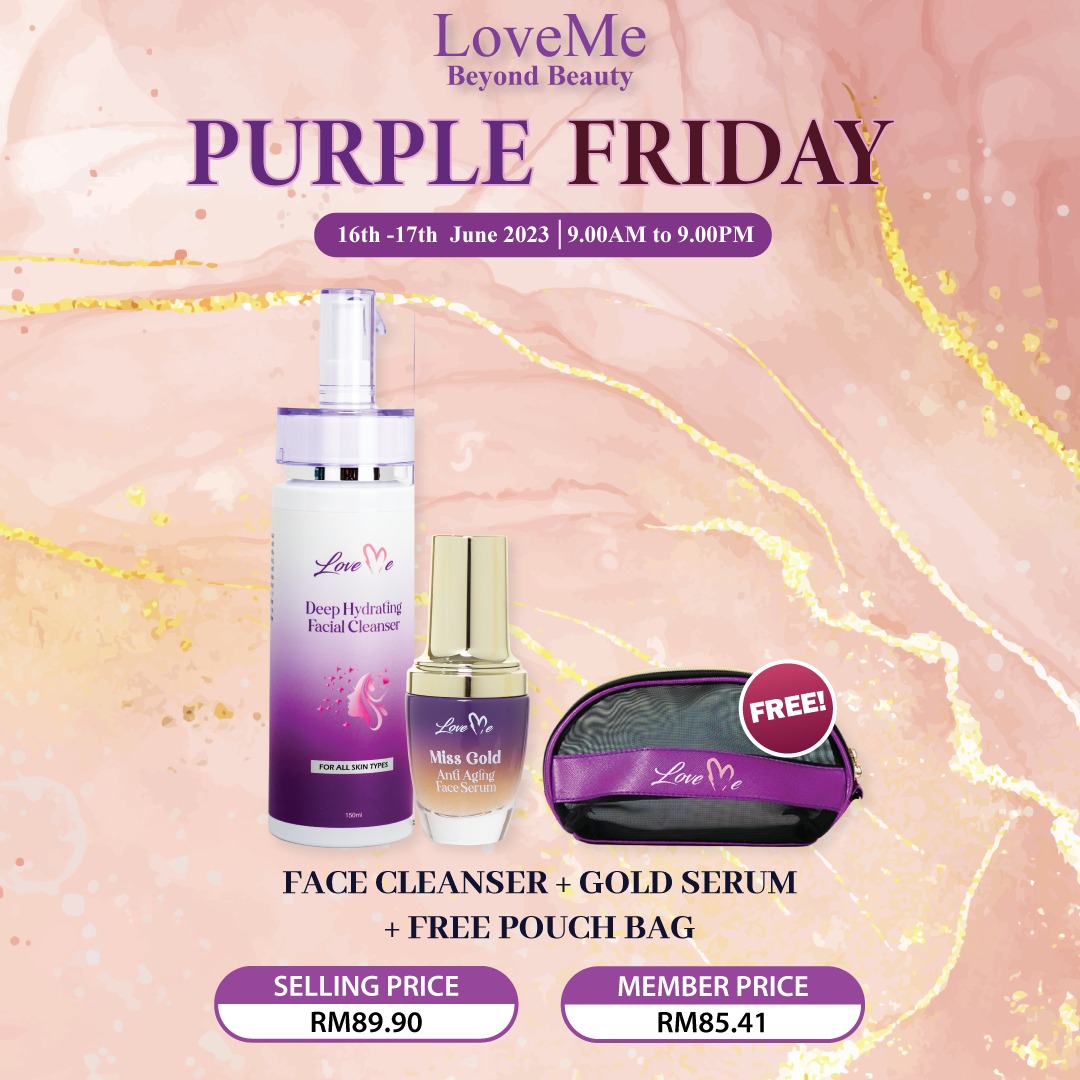FACIAL CLEANSER & GOLD SERUM FREE POUCH BAG - LoveMe International SDN